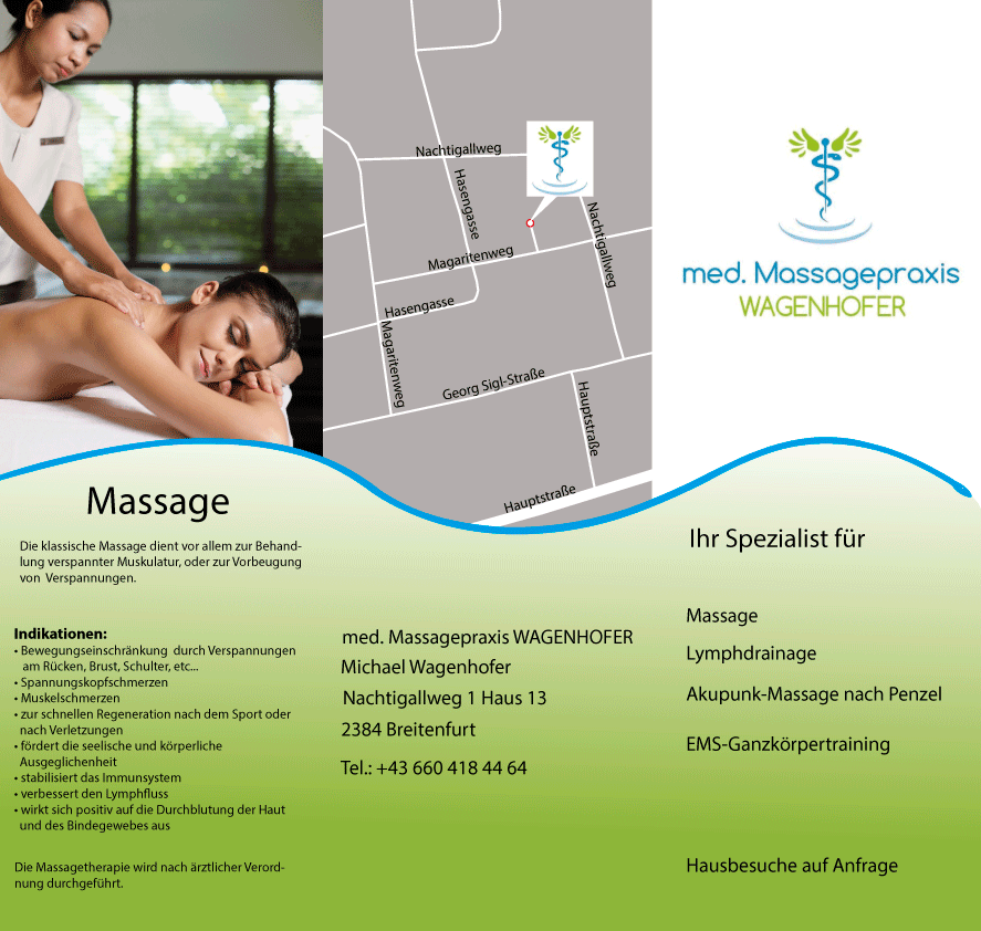 med. Massagepraxis Wagenhofer_Flyer » Flyer ontwerp » designonclick.be