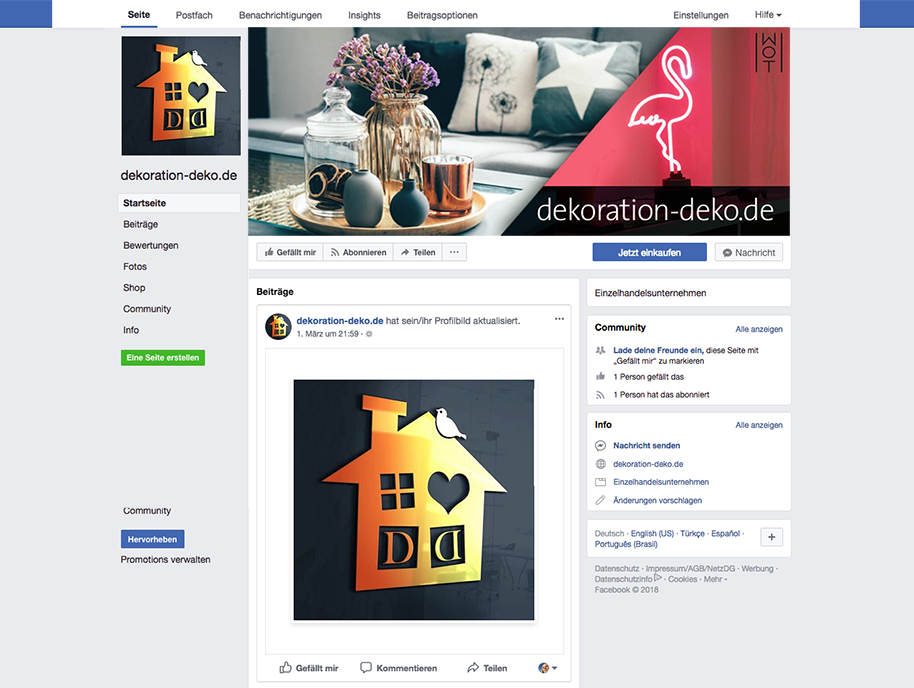 Facebook-Titelbild-Design für Dekowebseite » Online-Marketing Material ...