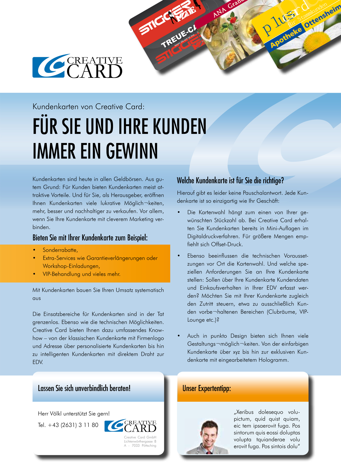 Einseitiger Flyer für Kundenkarten » Flyer-Design » Briefing ...