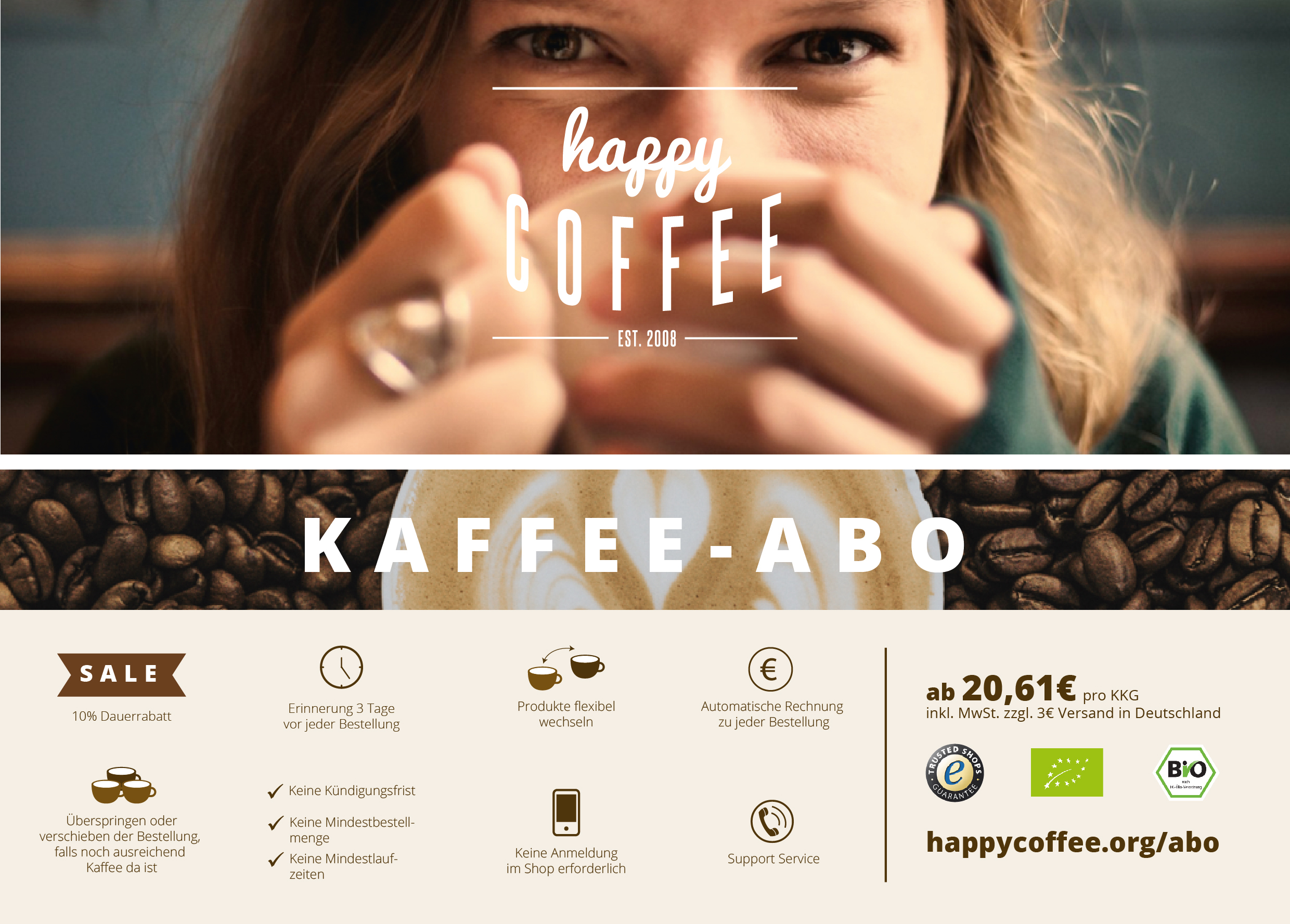 Flyer-Design Happy Coffee - Paketbeileger » Flyer-Design ...