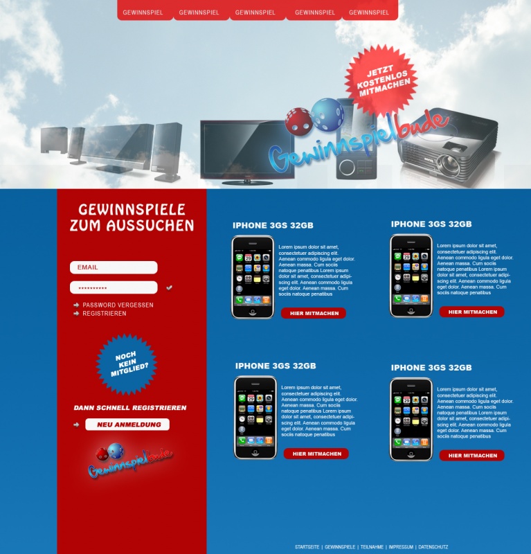 Template für eine Gewinnspiel-Seite » Webdesign » Briefing ...